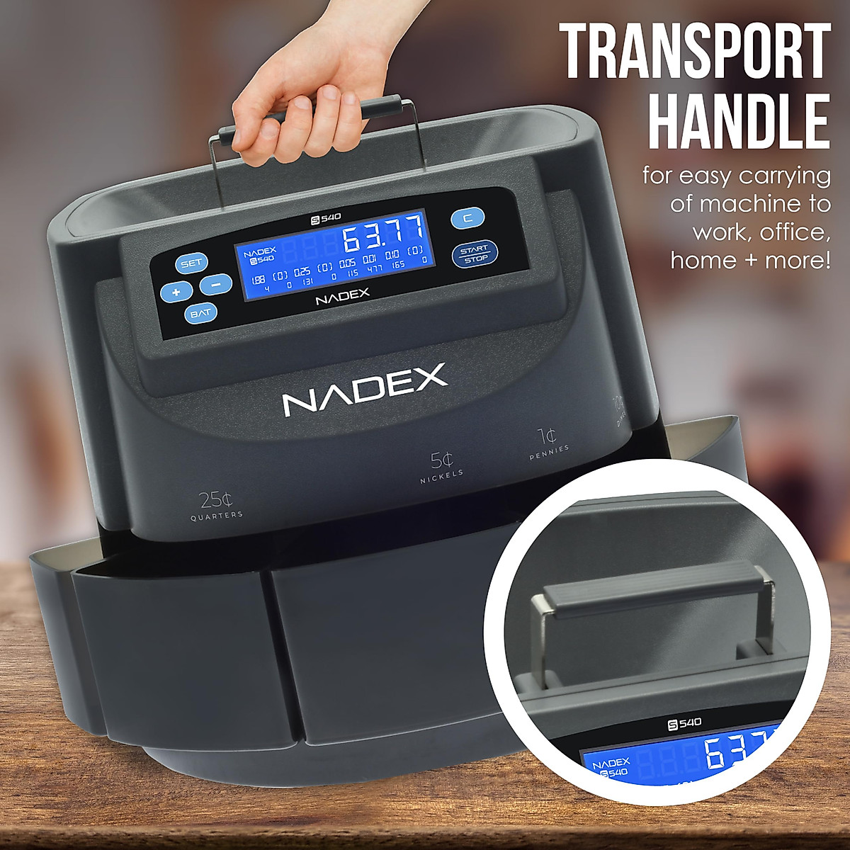 Nadex S540 Pro | Coin Counter, Sorter, and Wrapper | Sorts up to 300 Coins Per Minute | Comes with 48 Preformed Wrappers