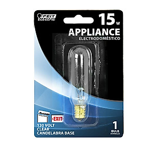 Feit Electric BP15T6-130 15-Watt T6 Tubular Incandescent Bulb with Candelabra Base, Clear, 2.9" L x 0.7" D