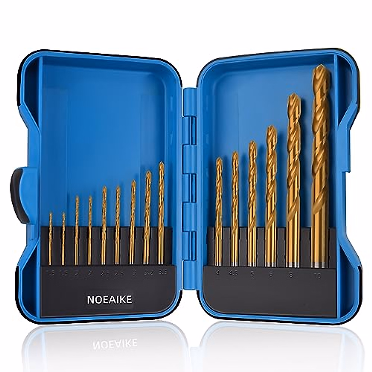 Cobalt Drill Bit Set,NOEAIKE 15PCS M35 HSS Metal Drill Bits,Twist Jobber Length Cobalt Drill Bits for Hardened Steel,Stainless Steel,Cast Iron,Aluminum Alloy and Wood with Storage Case Size 1.5-10mm