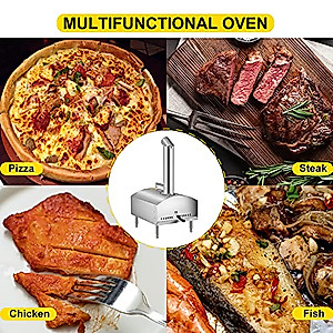 VEVOR Wood Fired Oven 12",Outdoor Pizza Oven with Foldable Legs,Stainless Steel Pizza Maker 932℉ Max Temperature,Wood Pellets Burning Pizza Oven with Accessories for Outside,Garden,Courtyard Cooking.