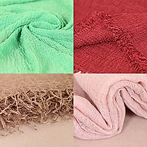 LMVERNA Women wrinkle Scarf Crinkle Muslim Hijab scarves Solid Color Long Wrap Scarf (Dark Green)