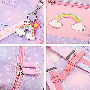 Godchoices Rainbow Backpack for Girls, Large Capacity School Laptop Backpacks Preschool Kindergarten Bookbag