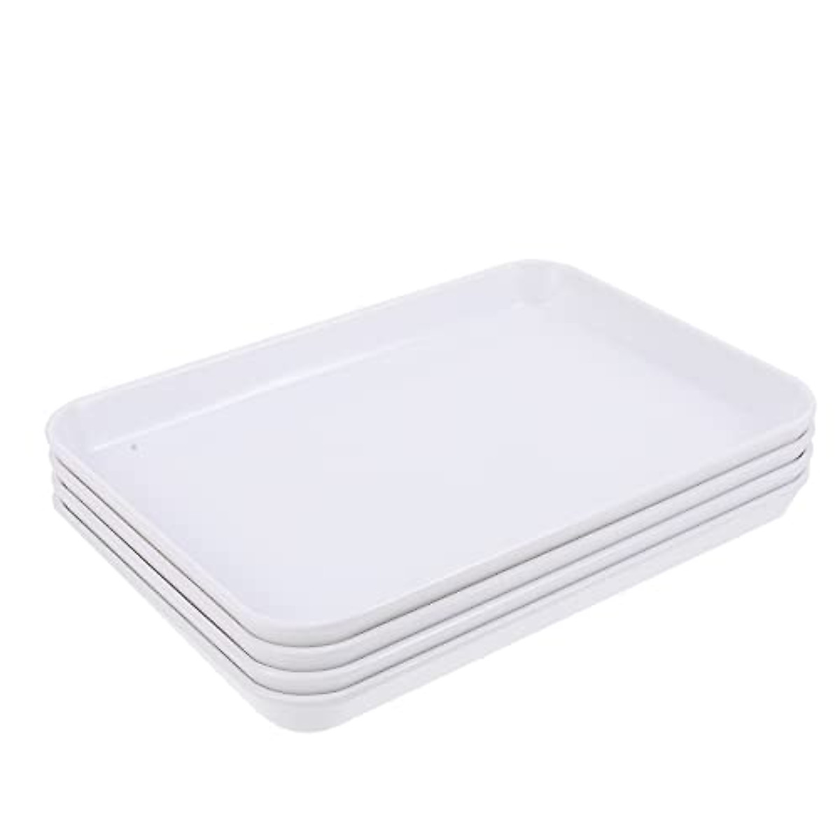 Rectangular Serving Tray 4pcs Decorative Serving Tray Melamine Snack Tray Plate Fruit Serving Tray Tea Drink Platter for Coffee Food Breakfast Dinner (White) Dining Tray