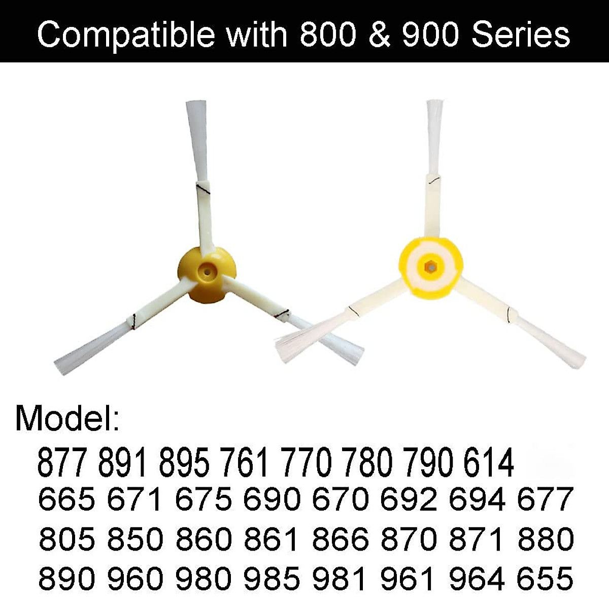 3-Pack Replacement Side Brush Compatible with IRobots Roomba 800 and 900 Series & 600 Series 877 891 895 761 770 780 790 614 665 671 675 690 670 Models - 4636428 (A)