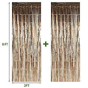 Twinkle Star 2 Pack Photo Booth Backdrop Foil Curtain Tinsel Backdrop Environmental Background for Birthday Party, Wedding, Graduation, Christmas Decorations (Champagne)