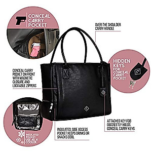 Allen Company Girls with Guns 'Casual Cosmic' Concealed Carry Purse w/Large Insulated Thermal Pocket, PU Leather, Black