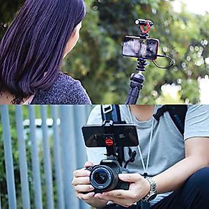 ULANZI Universal Phone Tripod Mount with Cold Shoe Mount, Rotates and Adjustable Clamp Holder Smartphone Clip Adapter for iPhone 11 Pro Max X XR Xs Max 8 7 Plus Samsung Galaxy s10 s9 Note10 Google