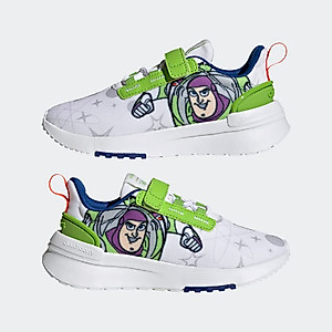 adidas Racer TR21 Running Shoe, FTWR White/FTWR White/Semi Solar Green (Buzz Lightyear), 1 US Unisex Little Kid