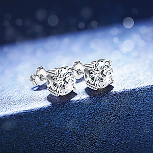 Jstyle Stud Earrings for Women 18K White Gold Rose Plated CZ Halo Earrings Created Opal Earrings Set for Sensitive Ears with Gift Box