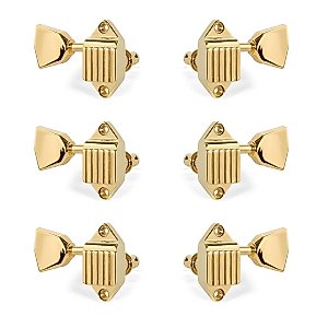 Kluson WaffleBack 3+3 Metal Keystone Button Gold