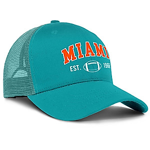 Waykingo Miami Hats for Men Womens Apparel Embroidered Adjustable Baseball Cap Trucker Hat Sky Blue