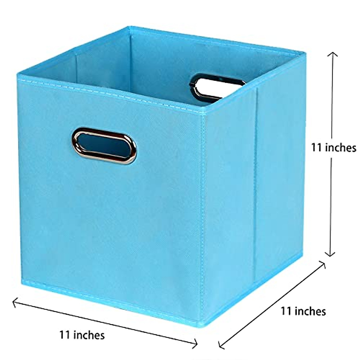 Yunkeeper 11 Inch Cube Storage Bins,Black Fabric Cubes Organizer Baskets with Handle, Foldable Basket for Closet or Collapsible Storage Box, 11x11x11 Set of 4 (Blue)