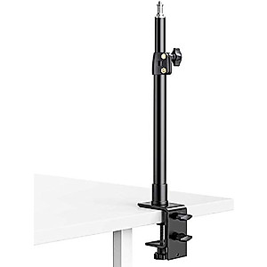 SUPON Desk Mount Stand, Desktop C Clamp Mounting Stand, 14-23 Inch Adjustable Aluminum Tabletop Light Stand with 360° Rotatable Ball Head, 1/4" Screw Tip for Ring Light, Video Light, Camera, YouTube