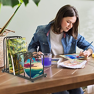 lukar Tabletop Art Rack, Art Storage Rack, Canvas Rack Art Storage Small Art Drying Rack Metal Storage Stand for Canvas Frame Drawing Board, Prints, Panel Artwork 13.77" H