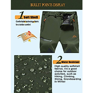 MAGCOMSEN Waterproof Pants for Men Hiking Pants Mens Work Pants Men Fleece Lined Pants Ski Pants Snow Pants Winter Pants Men Snowboard Pants Climbing Pants Softshell Pants for Men Green