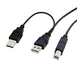 cablecc Dual USB 2.0 Male to Standard B Male Y Cable 80cm for Printer & Scanner & External Hard Disk Drive