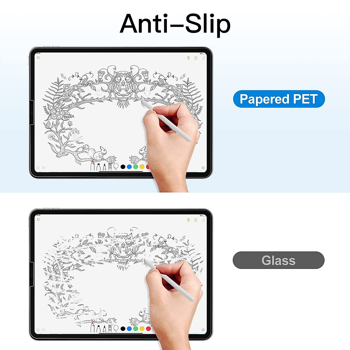 JETech Paper Screen Protector for iPad Air 5/4 10.9-Inch, iPad Pro 11-Inch (2022/2021/2020/2018 Model), Anti-Glare, Matte PET Paper Film for Drawing