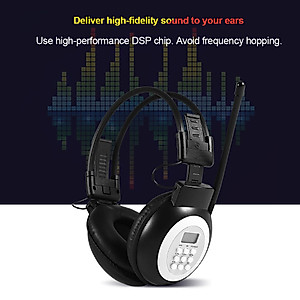 Serounder FM Radio Headphone with LCD Display, Over Ear Foldable Wireless/Wired Stereo Noise-Cancelling HiFi Headset Radio Receiver Hearing Protector Earmuff