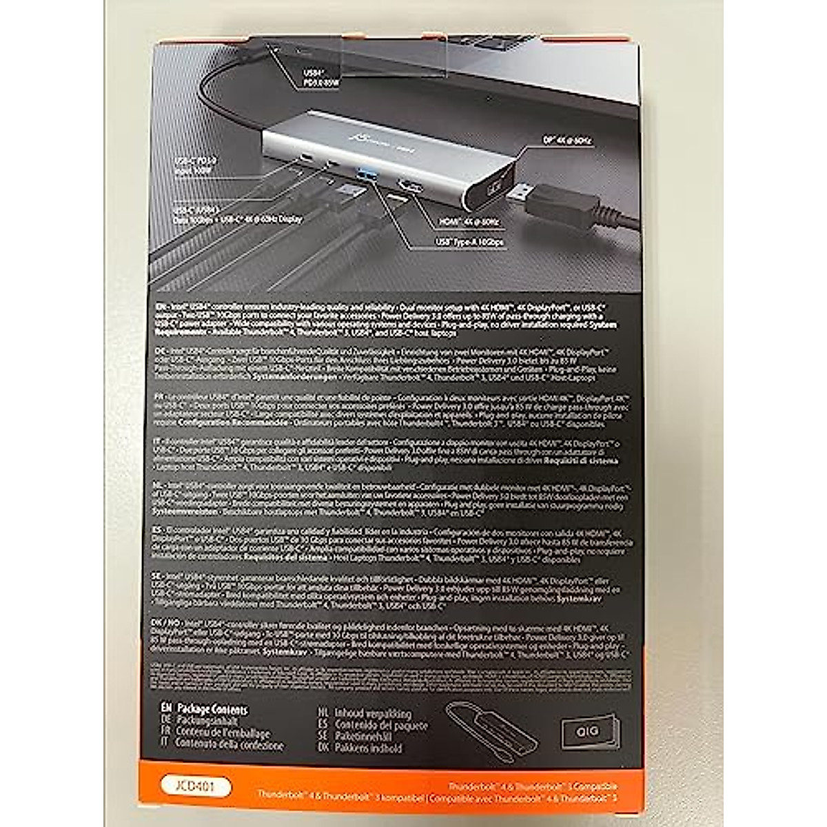 j5create USB4 Dual 4K Multi-Port Hub -5 in 1 USB4 Hub with PD 85W, Dual 4K Display, DisplayPort 1.4, USB-A, USB-C Ports | for Macbooks, Windows Laptops, Thunderbolt 3/4, and USB4 Devices (JCD401)