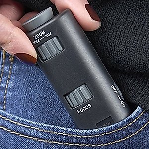 Carson 60x-75x MicroMax LED Lighted Pocket Microscope (MM-200) & MicroFlip 100x-250x LED and UV Lighted Pocket Microscope with Flip Down Slide Base and Smartphone Digiscoping Clip (MP-250)