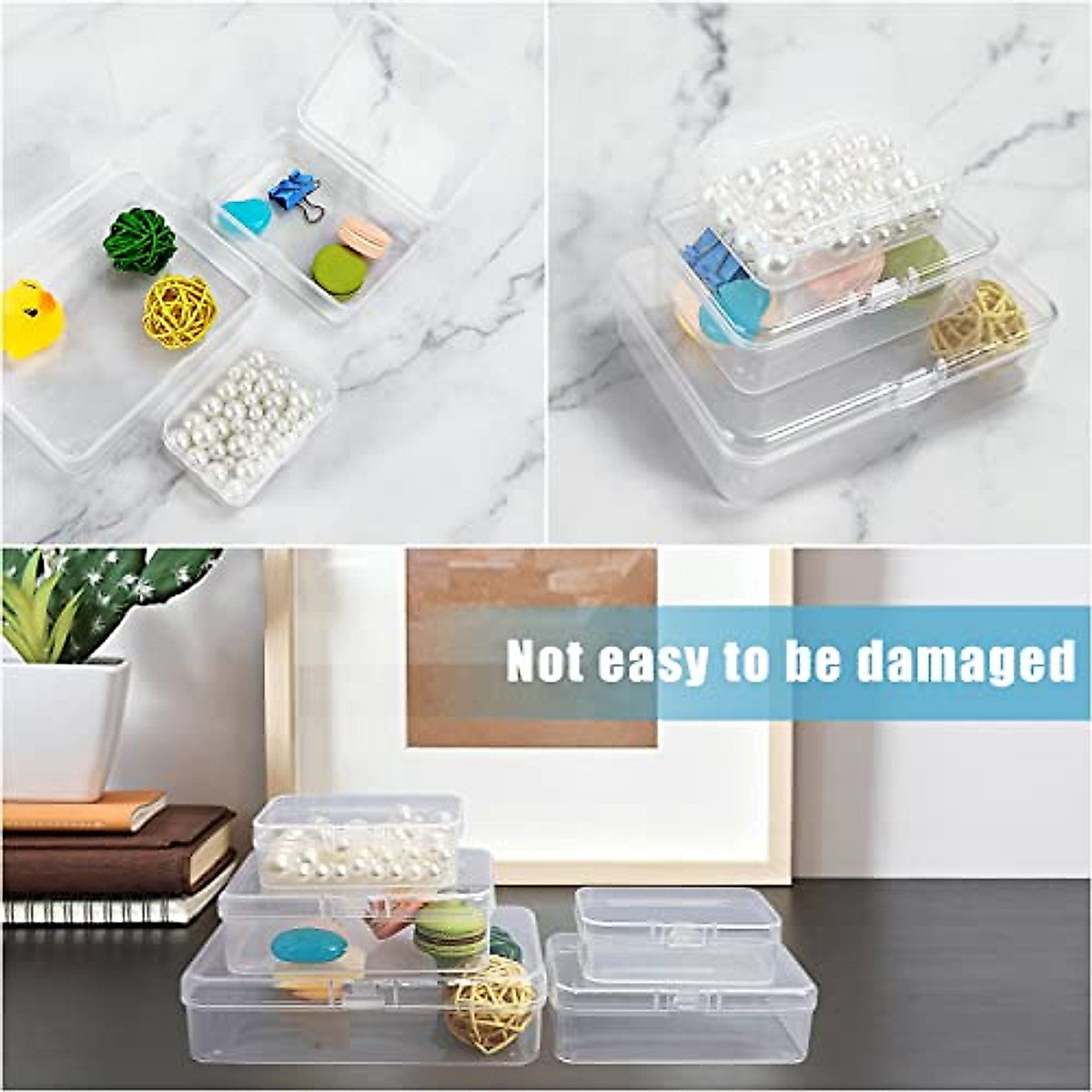 QPEY 30PCS Mini Plastic Storage Containers with Lids, Mixed Sizes Rectangular Empty Organizer Boxes for Small Items and Craft Projects