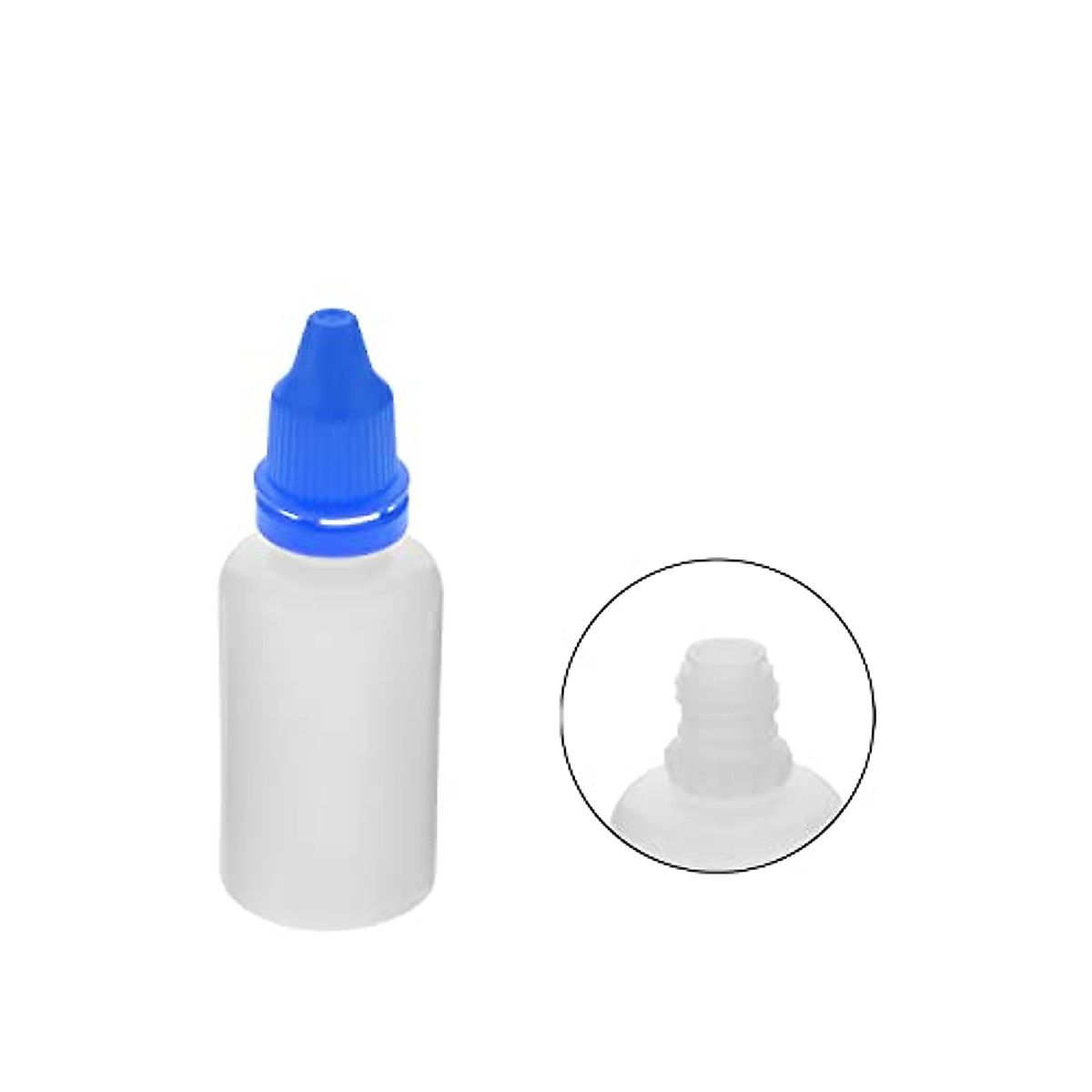 Othmro 1oz PE Lab Eye Plastic Dropper Bottles 50pcs, 30ml Squeezable Eye Liquid Dropper Thin Mouth Via of Liquid Sample Seal Storage Bottle with Childproof Blue Cap