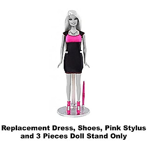 Replacement Parts for Barbie Digital Dress Doll - Y8178 ~ Replacement Parts ~ Includes Dress, Shoes, Pink Stylus and 3 Pieces Doll Stand
