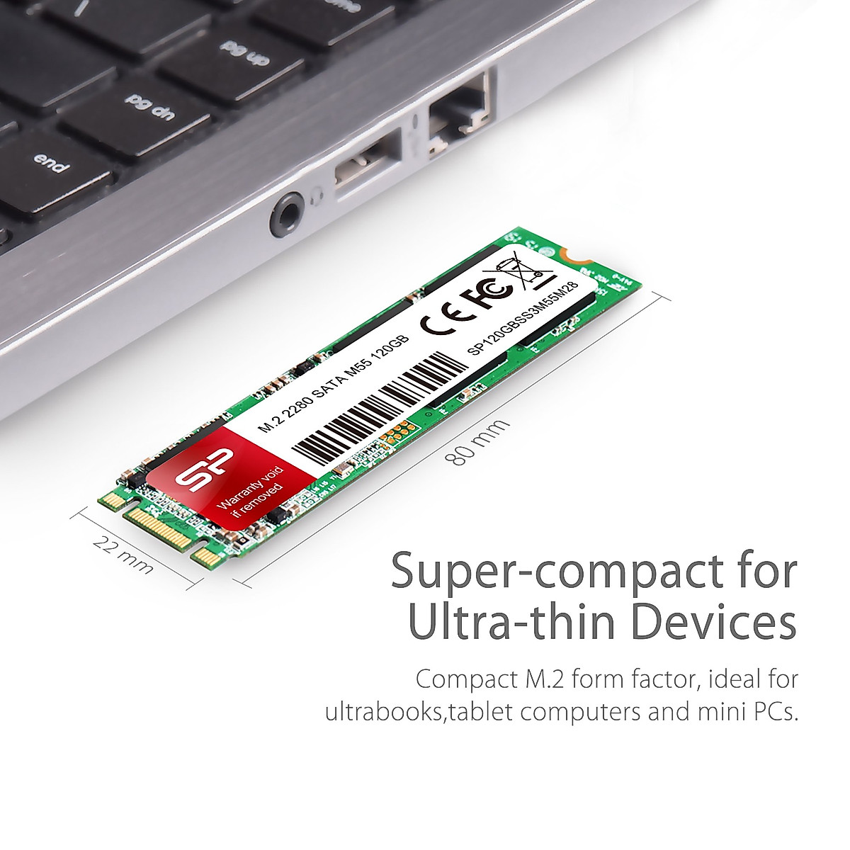 Silicon Power 120GB M55 M.2 2280 SSD With R/W Up To 550MB/s (SLC Cache for Speed Boost) SATA III Internal Solid State Drive for Ultrabooks and Tablets (SP120GBSS3M55M28)