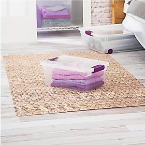 Generic Storage Containers with Secure Lids, Clear Viewing, Stackable Design, 17x11x6.5 inches, Made in the USA, Sweet Plum, 17531712*2