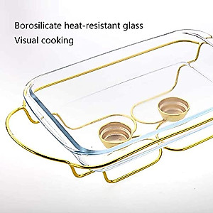 Chafing Dish Food Warmer Stainless Rectangular Buffet Server with 1 Tempered Glass Bakeware for Buffet Catering Kitchen Party (Silver)