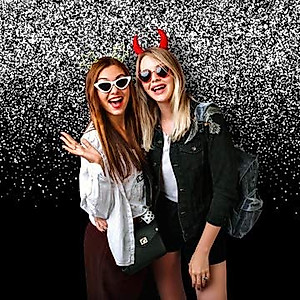 Black and Silver Photo Booth Backdrop - Perfect Party Decoration for Graduation, Birthday, Christmas, New Years, Bachelorette, Weddings, Prom | Gatsby Photo Booth | Measures 6ft x 6ft