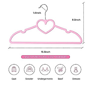 ZRKFSR Plastic Hangers 20 Pack, Pink Hangers Ultra Thin Space Saving-Heart Shaped Plastic Hangers Clothes Hanger with 360 Degree Swivel Hook-Strong and Durable Adult Coat Hangers for Dress,Shirt,Coats