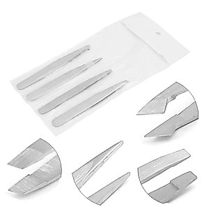 LAJA Imports Tweezers Set 4-piece Professional Stainless Steel Tweezers Gift With Pouch - Best Precision Eyebrow And Splinter Ingrown Hair Removal Tweezer Tip,no Colored & Chemical Free
