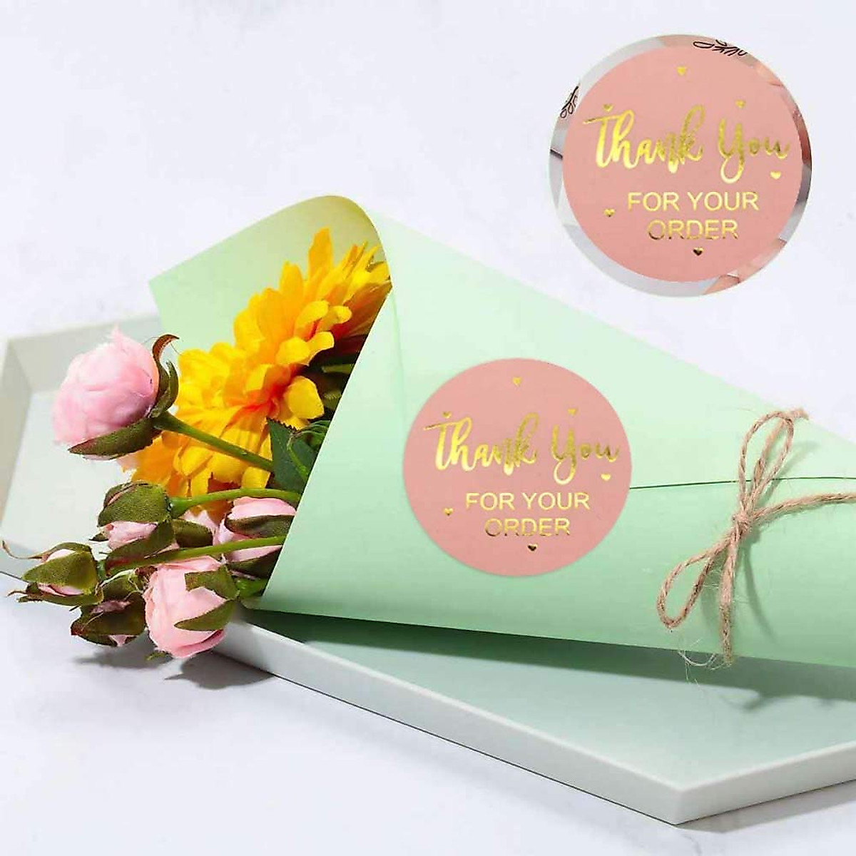 NT-ling 1.0 Inch Thank You Sticker Foil Thank You for Supporting My Small Business Labels for Packages Gift Bags Wedding Favors Envelopes Bakery(1 Roll,500 Stickers)