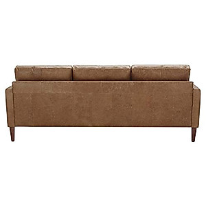 Amazon Brand – Rivet Aiden Mid-Century Modern Reversible Sectional Sofa (86") - Cognac Leather