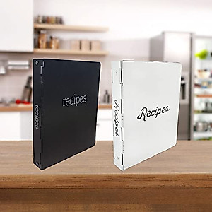 AuldHome Farmhouse Cookbook Recipe Binder (Black); Rustic Enamelware Style Metal 3-Ring Binder for Family Recipes, Custom Cookbooks and More