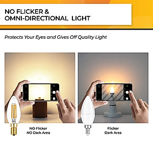 Hizashi E12 Candelabra LED Light Bulbs 40 Watt 90+CRI LED Chandelier Light Bulbs Dimmable, B10 LED Candelabra Bulbs, 4W, 450LM 2700K Soft White, Candle Light Bulbs, UL Listed, 12 Pack