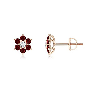 ANGARA Natural Ruby Stud Earrings for Women in 14K Rose Gold (Grade-AAAA | Gemstone Size-1.7mm) | July Birthstone Jewelry Gift for Women | Birthday | Wedding | Anniversary