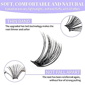 2 Style DIY Lash Clusters C/D Curl Soft and Wispy Cluster Lashes and Cluster Lash Glue Black Waterproof Long Lasting Lash Glue and Lash Remover Rose Low Irritation for Lash extensions/Lash Clusters