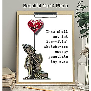 Zen Buddha Wall Art & Decor - LARGE 11X14 - Spa Room Decor - Spiritual Gifts for Women - Namaste Wall Decor - Positive Quotes Poster - Encouragement Gifts for Women - Meditation Gifts - Buddhist Sign