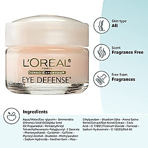 L'Oreal Paris Dermo-Expertise Eye Defense Eye Cream with Caffeine and Hyaluronic Acid 0.5 oz