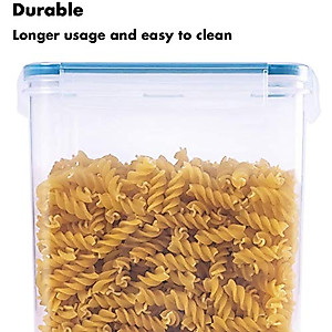 Airtight Food Storage Containers with Lids- HOOJO 6 Pcs (3.3QT / 3.6L) Plastic Containers for Flour, Cereal and Bulk Dry Food, BPA Free Storage Containers for Kitchen Pantry and Snacks, Blue