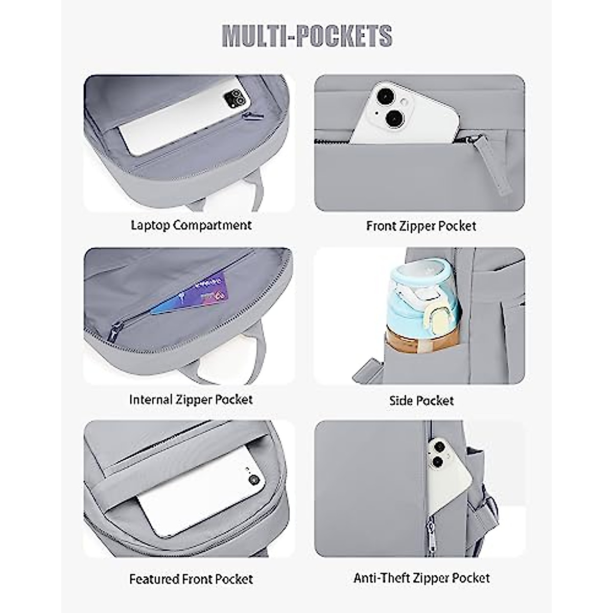 KEYEMP Mini Small Backpack Purse for Women Lightweight Waterproof Fashion Trendy Cute Work Casual Daypack Travel Bag Backpack for Ladies,Grey