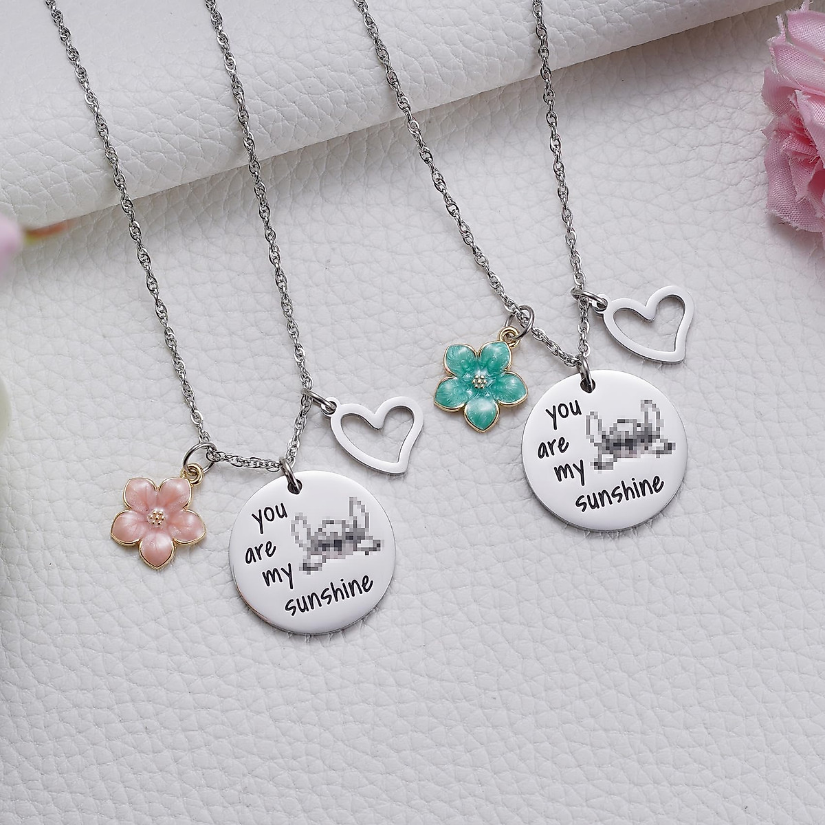 MIXJOY 2PC Stitch Gifts You are My Sunshine Stitch Necklaces Jewelry for Daughter Granddaughter Niece, Lilo and Stitch Lover Birthday Graduation Gifts for Teens