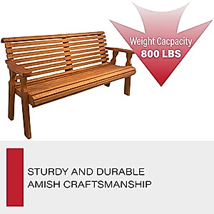 Amish Heavy Duty 800 Lb Roll Back Pressure Treated Garden Bench (4 Foot, Cedar Stain)