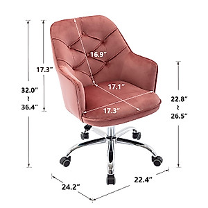 CITYLIGHT Swivel Shell Chair for Living Room/Bed Room, Modern Velvet Leisure Arm Chair, 360° Swivel Chair Home Desk Chair, Seat Height Adjustable, Easy to Assemble (Pink)