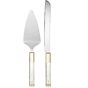 Lenox Opal Innocence Flourish Cake Knife & Server, 0.70 LB, Metallic