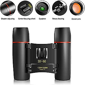 ZIYOUHU 30x60 Binoculars Small Compact Light Binoculars, Suitable for Adults and Children Bird Watching Travel Sightseeing, Waterproof Lightweight Small Binoculars, with Clear Low-Light Vision…