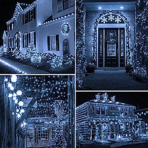 BHCLIGHT 2 Pack Each 72FT 200 LED Solar String Lights Outdoor, Waterproof Solar Fairy Lights with 8 Modes, Solar Outdoor Lights for Christmas Tree Patio Garden Party Decoration Wedding (Cool White)