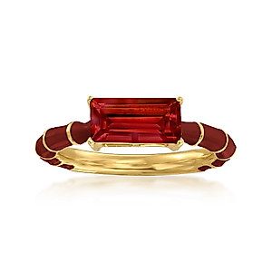 Ross-Simons 1.70 ct. t.w. Garnet and Red Enamel Ring in 18kt Gold Over Sterling. Size 7